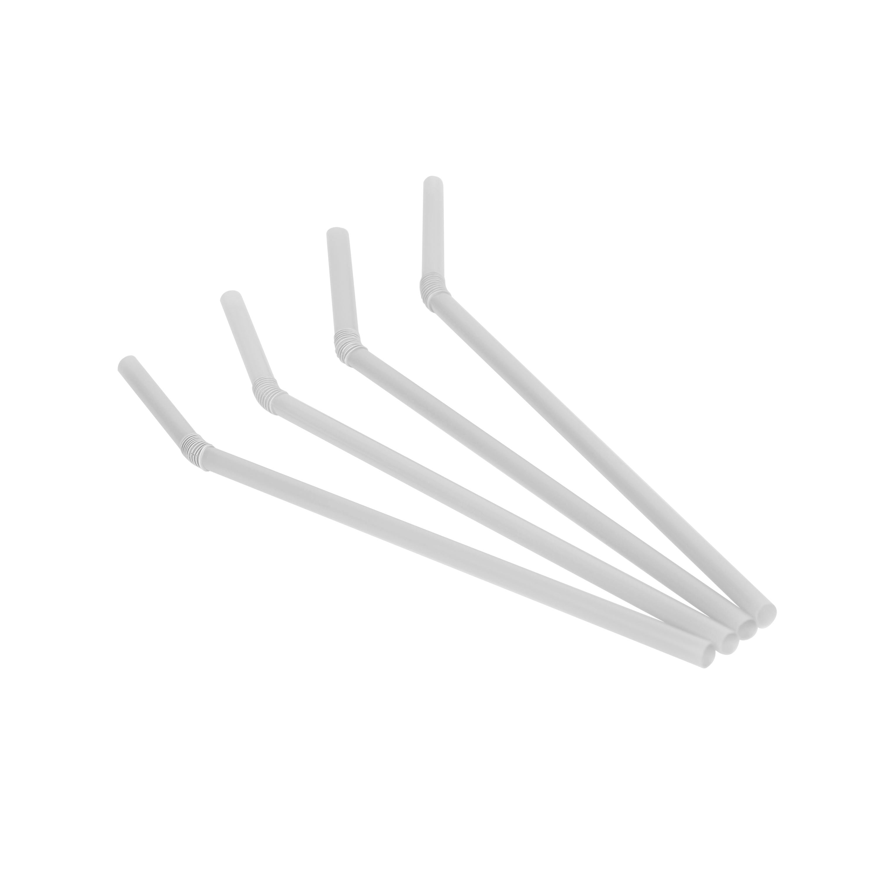 Bioplastic Flexible Straw .24"x8.3", CPLA, White Color, Individually P ...