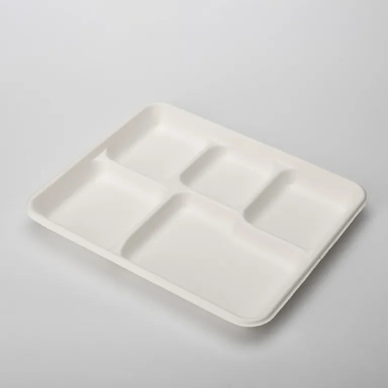 Plant Fiber Luau Plate 8.4"x10.4", Sugarcane Bagasse/Bamboo Fiber, Whi ...