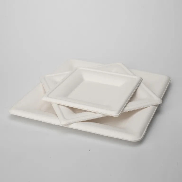 Plant Fiber Square Plate, Sugarcane Bagasse/Bamboo Fiber, White Color ...